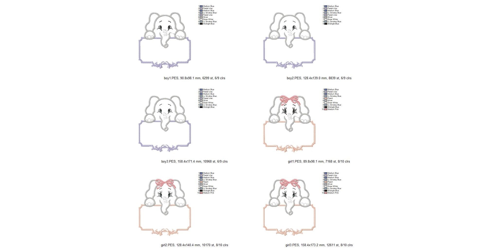 Cute Elephants Embroidery Design Animals Embroidery Design Machine Baby ...