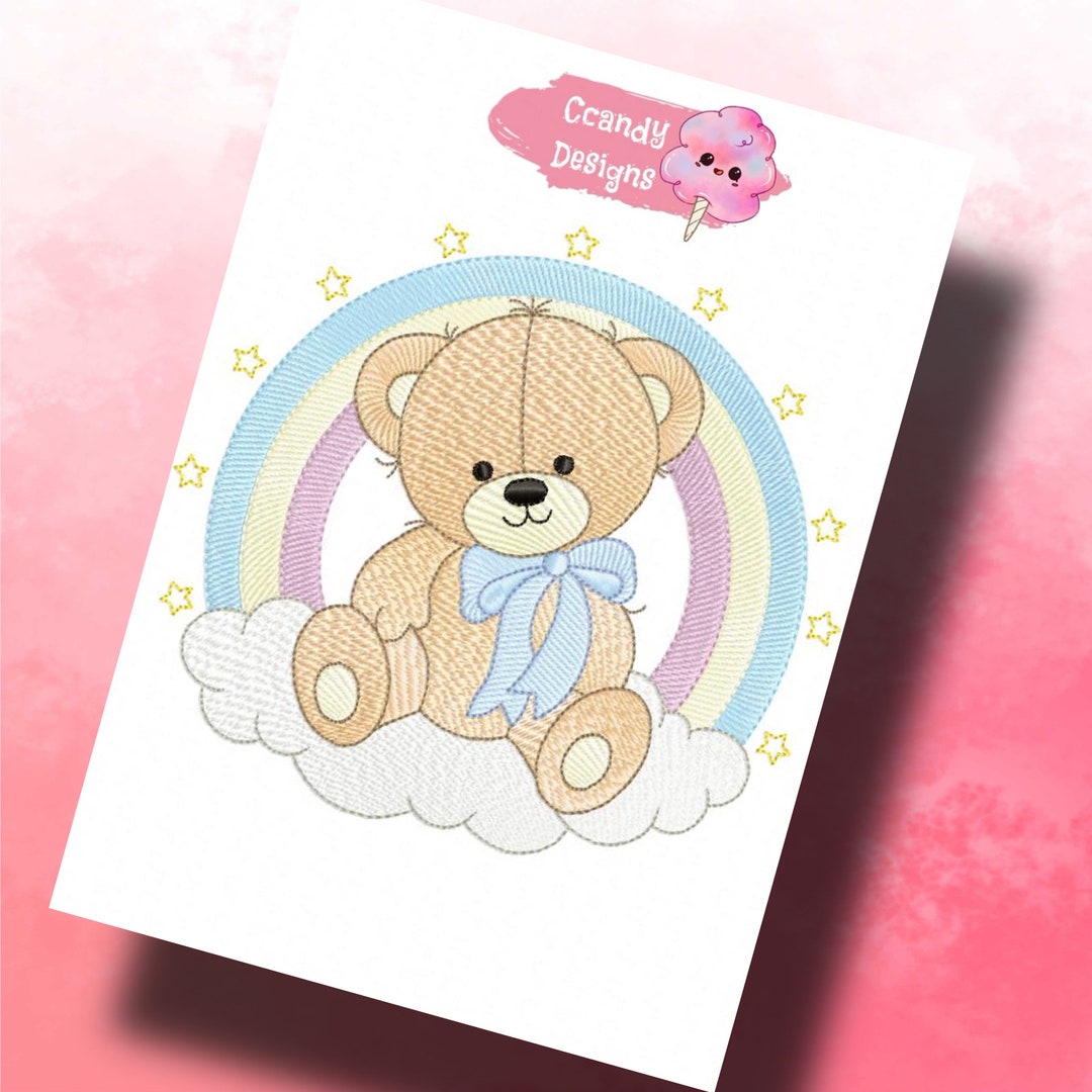 Bear Rainbow Lace Embroidery Designs Baby Embroidery Design Machine ...
