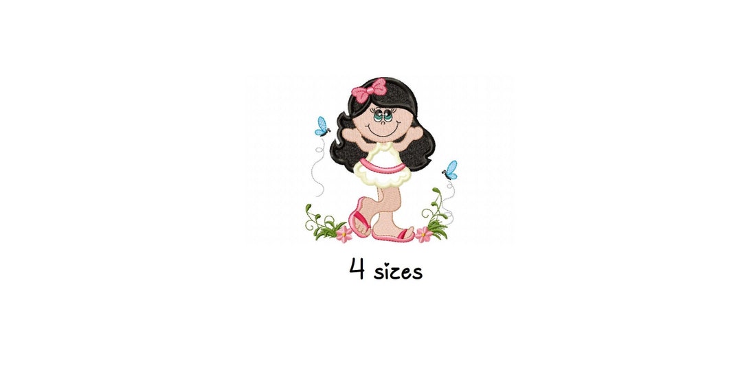 Cute Girl Embroidery Design Girly Embroidery Design Machine Newborn ...