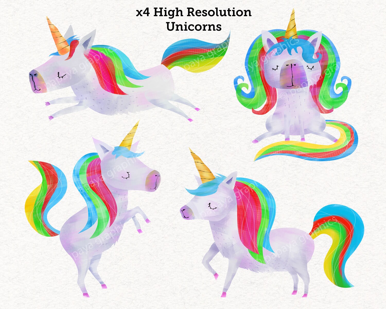 Rainbow Unicorn Clipart for Kids, Whimsical Clip Art for Stickers, DIY ...