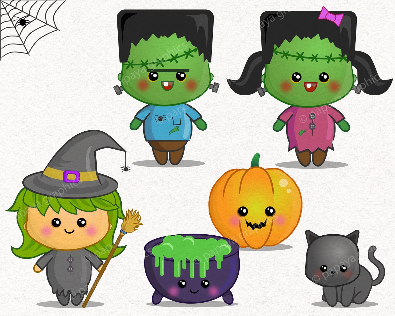 Halloween clipart Cute Kawaii halloween clip art Celebration | Etsy