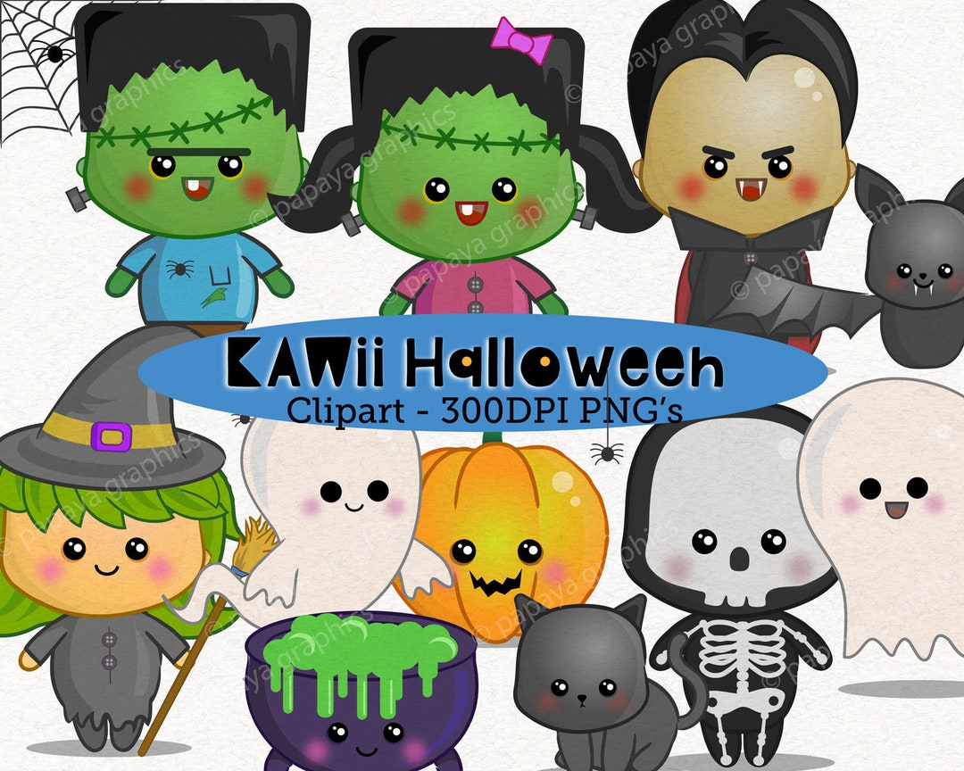 Halloween Clipart, Cute Kawaii Halloween Clip Art, Celebration Party ...
