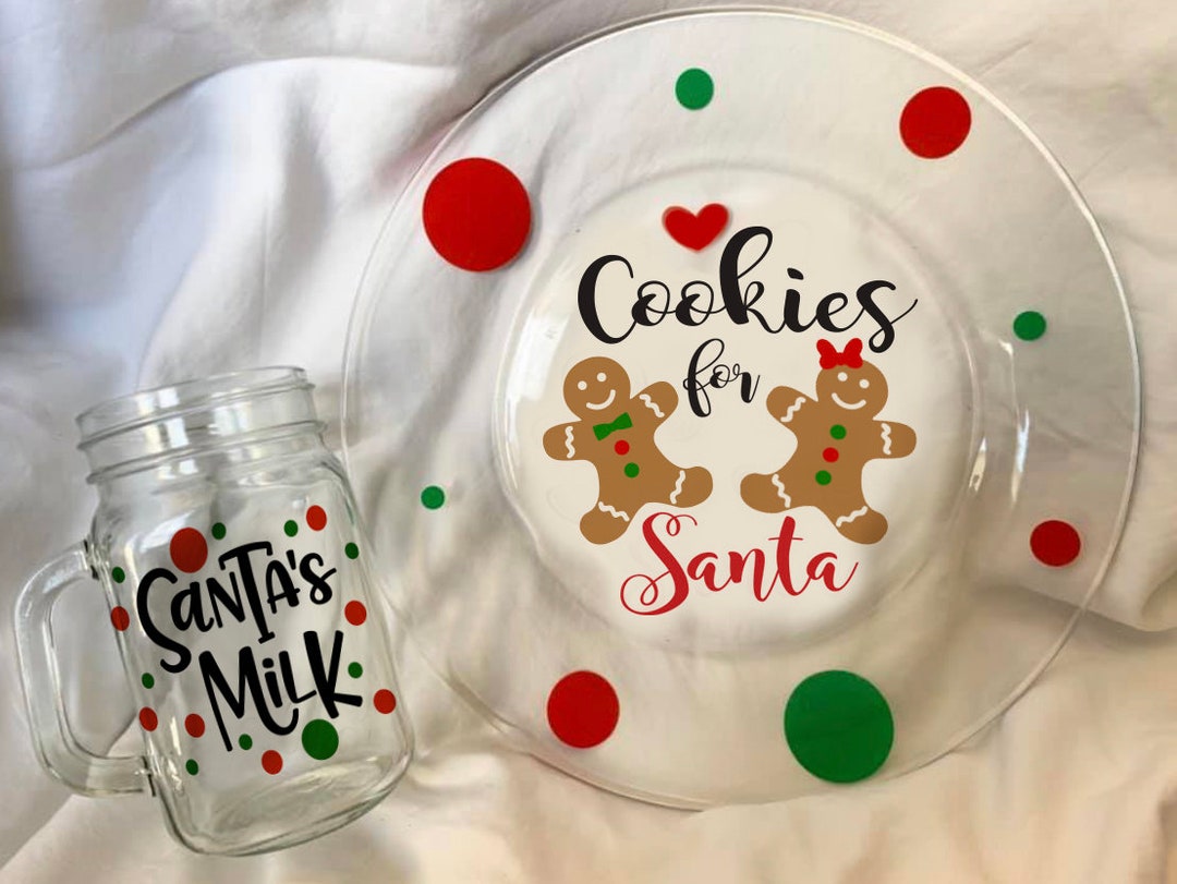 Personalized Cookies and Milk for Santa Set/ Christmas Cookie Plate and ...