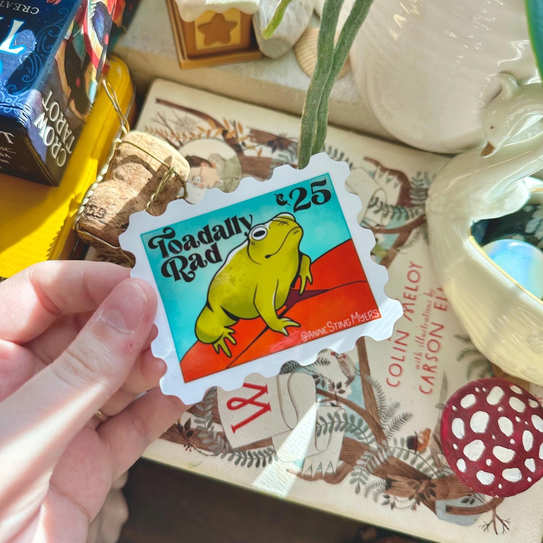 Toadally Rad Toad Stamp Glossy Vinyl Sticker - Etsy