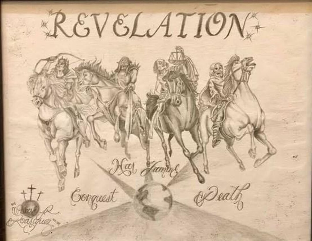 Revelation Four Horsemen Original Pencil Drawing (1991) - Etsy