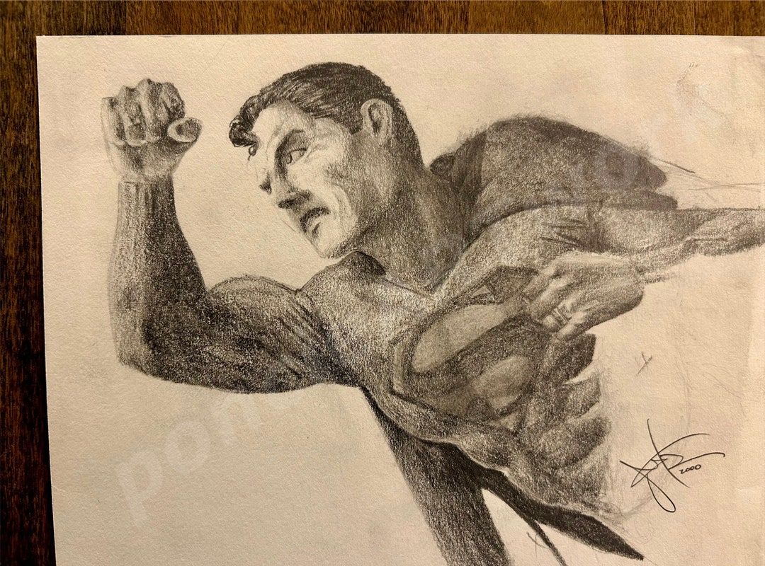 ORIGINAL: Superman Pencil Drawing - Etsy