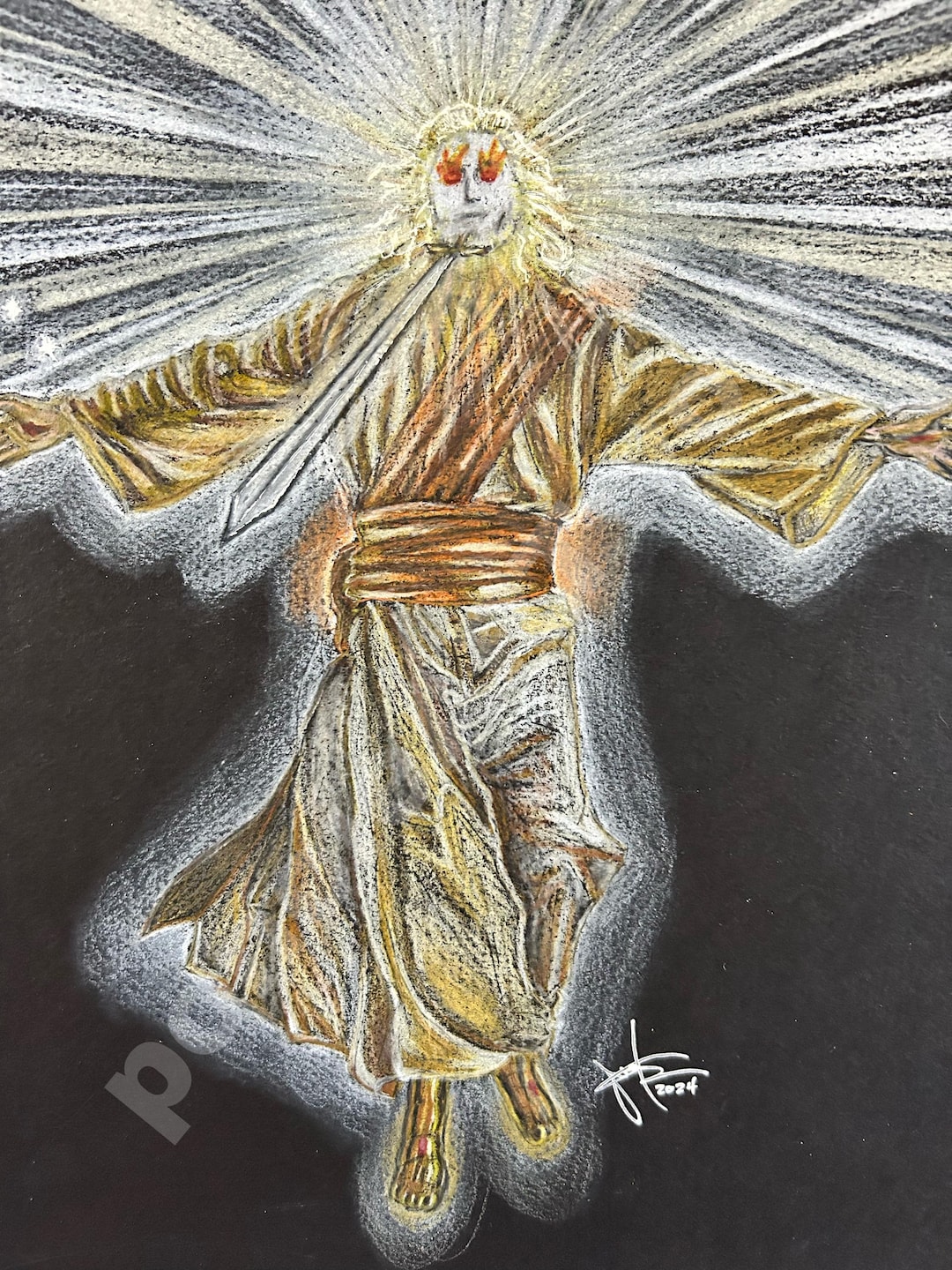 ORIGINAL: Jesus in Revelation 1 art Based on Bible - Etsy