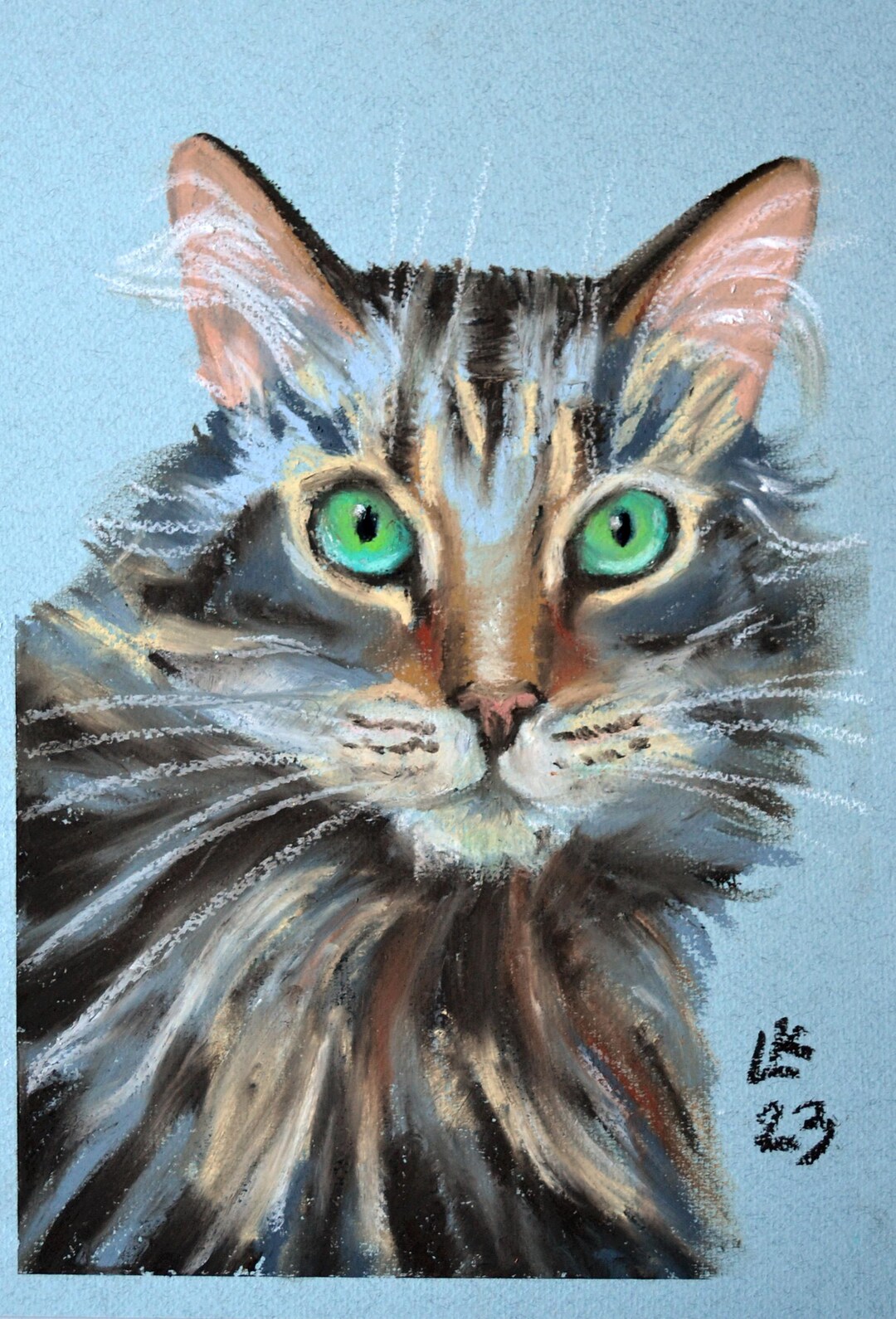 Original Painting Tabby Cat Portrait Feline Realism Collectible Hand ...