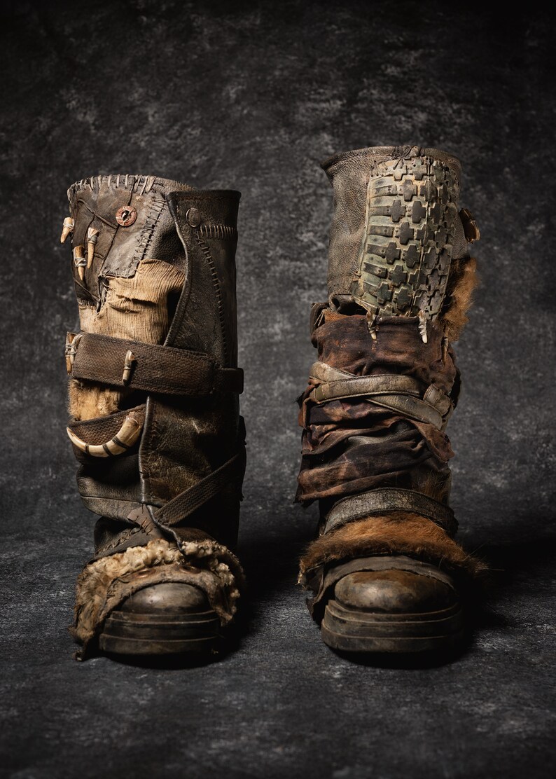 Custom Shoes Leather Postapocaliptic Wasteland Warrior Boots Motocycles ...