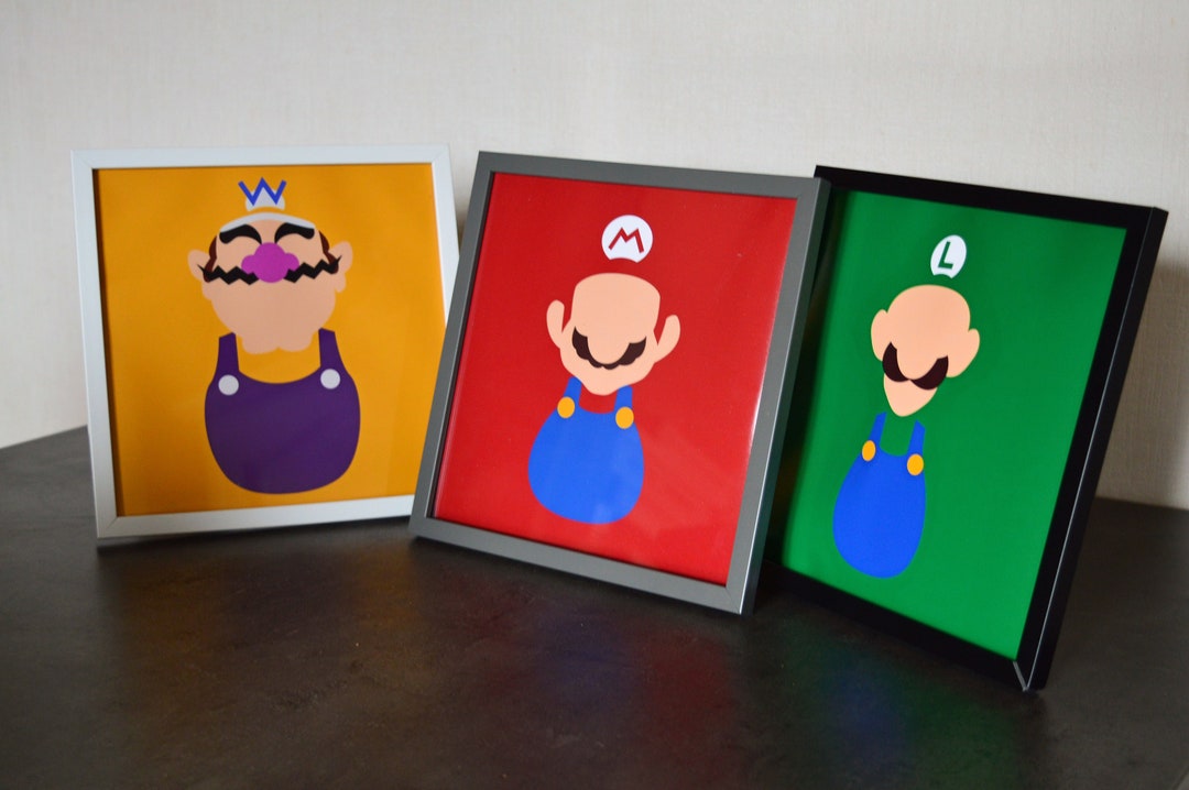 Poster Mario Characters MARIO, LUIGI, WARIO Original Art Poster Mario ...