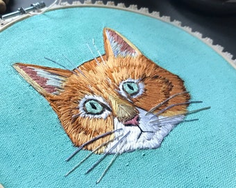 Orange Cat Embroidery | Etsy