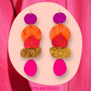 MARCELLA Handmade Genuine Leather Earrings. Bright, Metallic, Lightweight Statement Earring ...