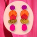 MARCELLA Handmade Genuine Leather Earrings. Bright, Metallic, Lightweight Statement Earring ...