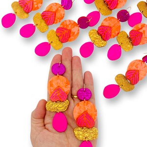 MARCELLA Handmade Genuine Leather Earrings. Bright, Metallic, Lightweight Statement Earring ...