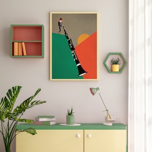Clarinet Art Modern Clarinet Poster Classical Music Art Jazz Wall Décor ...