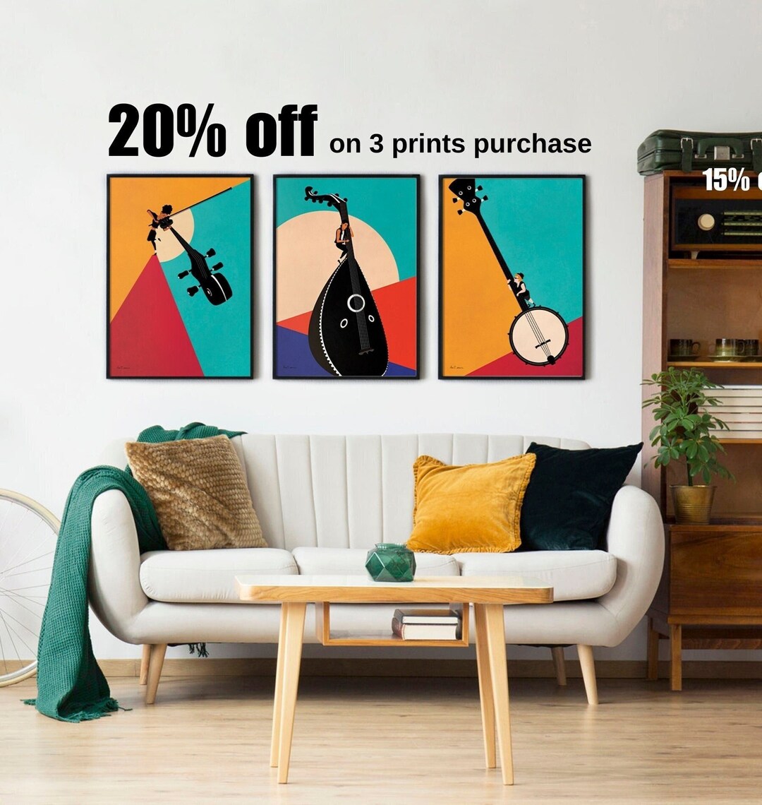 Colorful Set of 3 String Instruments Musical Instruments - Etsy