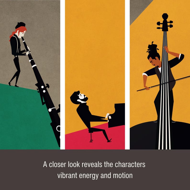 Animated Musical Instrument Print Set: Retro Music Classroom Decor - Etsy