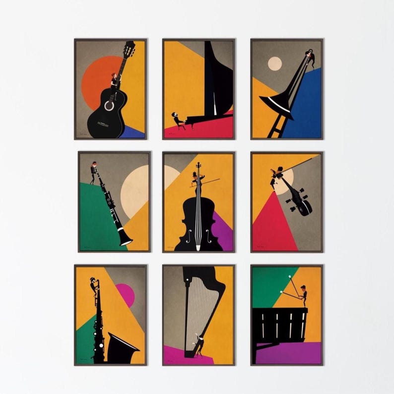 Animated Musical Instrument Print Set: Retro Music Classroom Decor - Etsy
