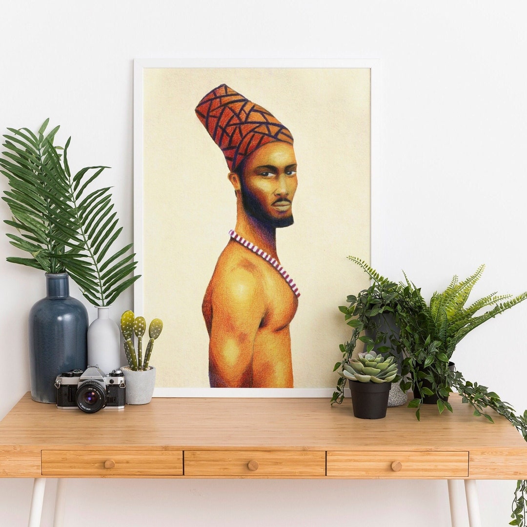 African Man Art, North Africa. Handmade Paint. LGBT Art Print. Ethnic ...