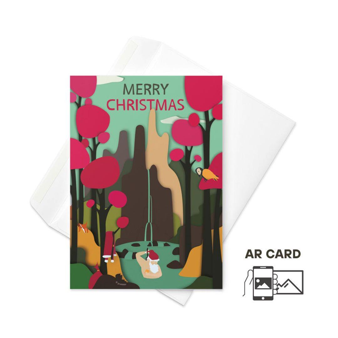 Augmented Reality Christmas Card – Santa Claus Showering in the Forest ...
