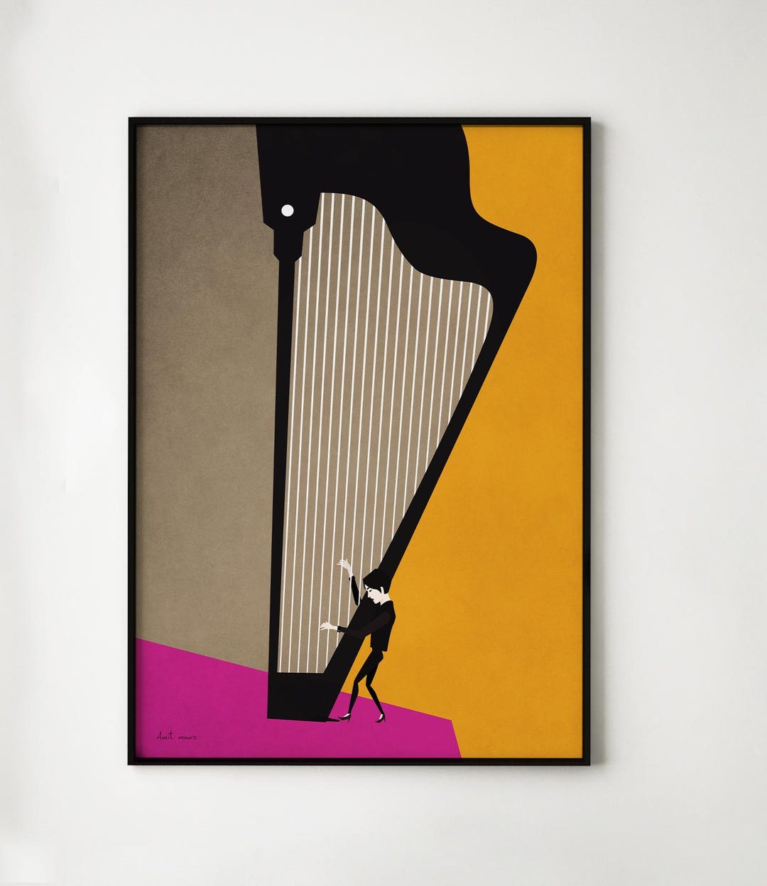 Harp Print Artwork, Musical Room Art, Augmented Reality Art, Classical ...
