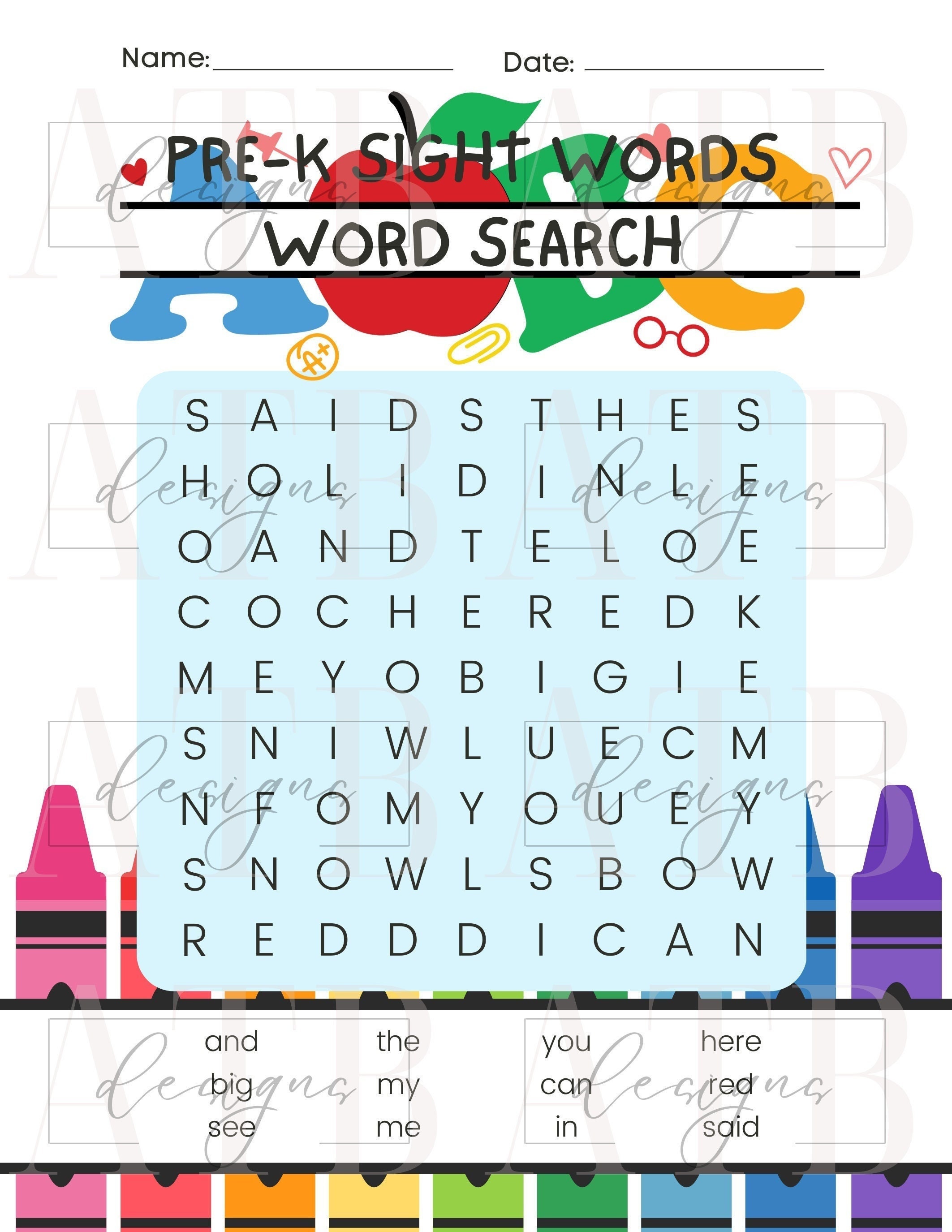 Preschool Sight Words, Worksheet, Educational, Toddler Worksheet ...