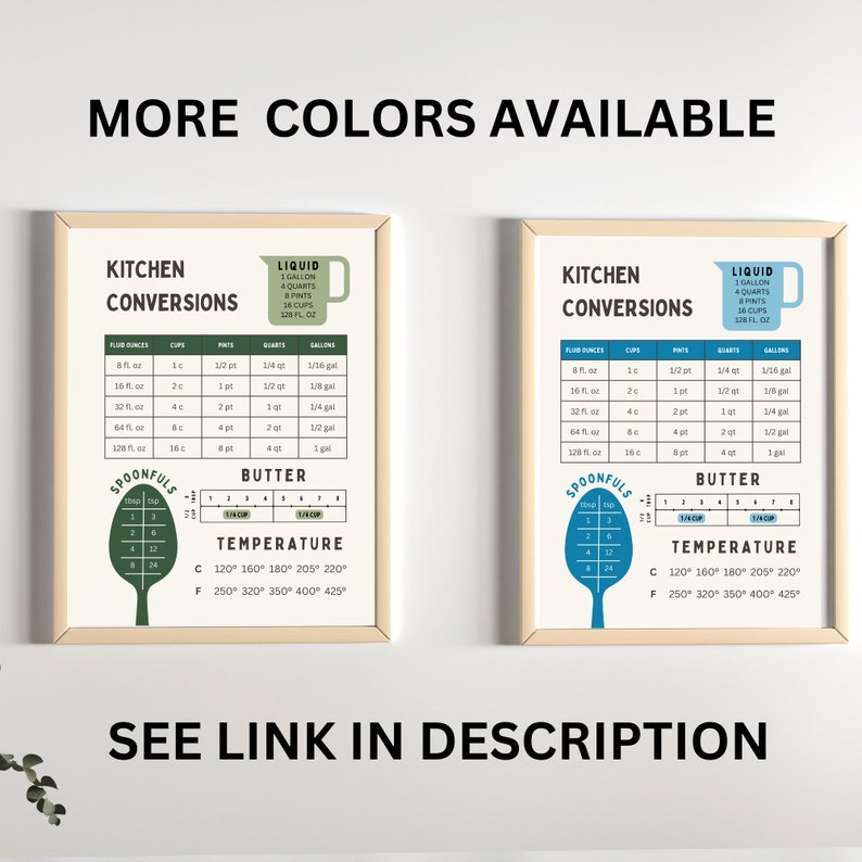 Printable Cooking Conversions Chart, Kitchen Conversion Chart Digital ...