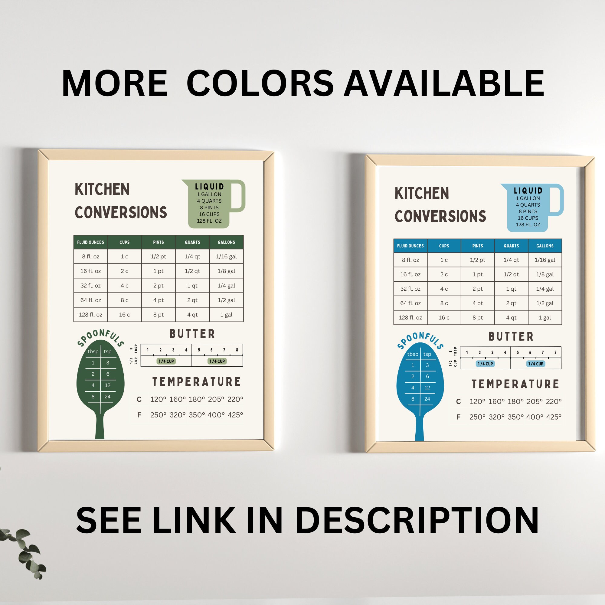 Printable Cooking Conversions Chart, Kitchen Conversion Chart Digital ...