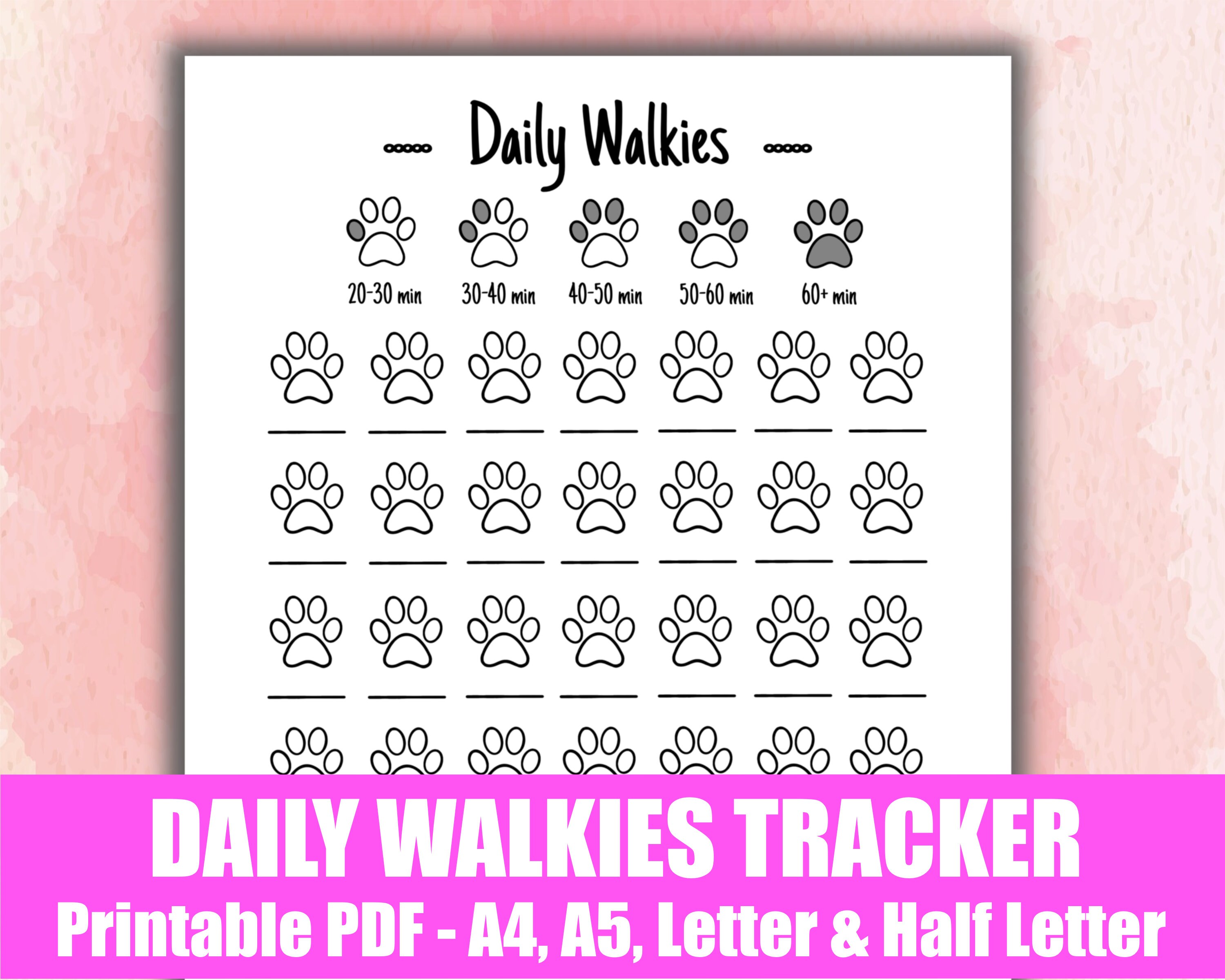 Daily Dog Walks Printable Tracker | Etsy