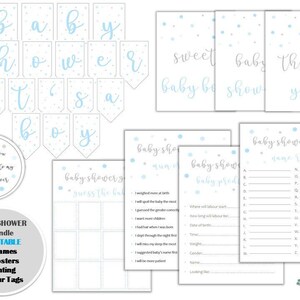 Blue Baby Shower Bundle Printable,baby Shower Games,download,mum to Be ...