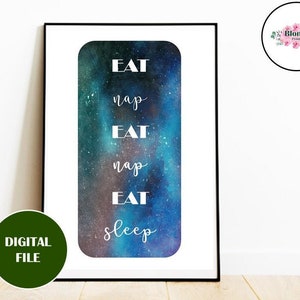 Eat Nap Sleep PRINTABLE Poster, Quirky Print, Housewarming Gift ...