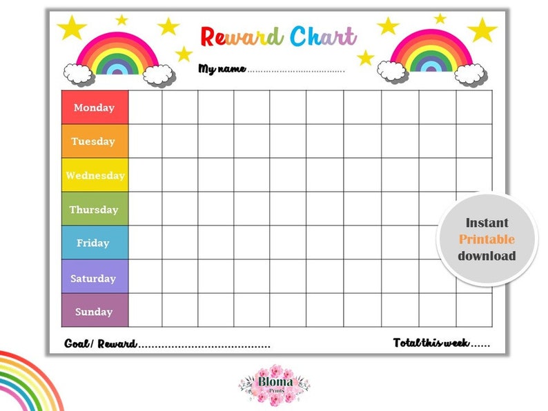 Rainbow Reward Chart PRINTABLE Children kids Reward Chart Etsy Denmark Rainbow Reward Chart PRINTABLE Children kids Reward Chart Etsy Denmark