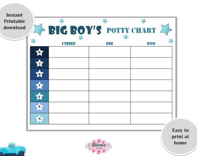 Boy Potty Chart PRINTABLE Download Big Boy Potty Training Toilet ...