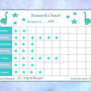 Reward Chart Dinosaurs PRINTABLE Children/Kids reward chart | Etsy