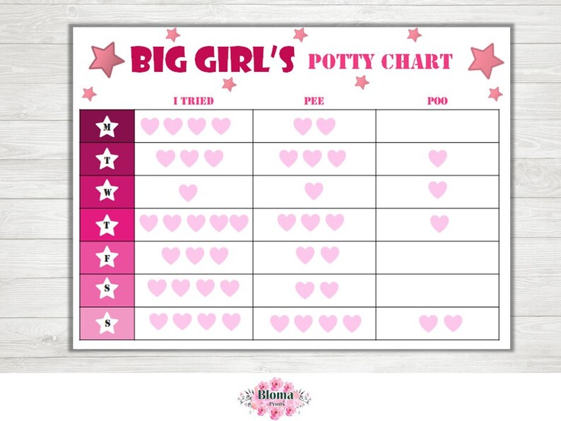 Girl Potty Chart PRINTABLE Download Big Girl Potty Training Toilet ...