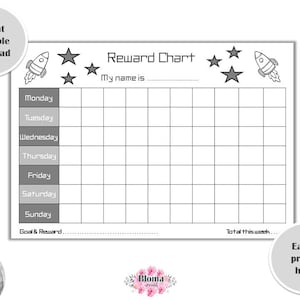 Reward Chart Space PRINTABLE Children/kids Reward Chart Download ...