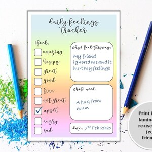 Daily Feelings Tracker PRINTABLE Children/kids Feelings Chart Mental ...