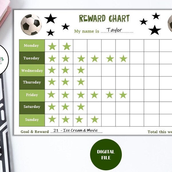 Football Reward Chart Printable - Etsy