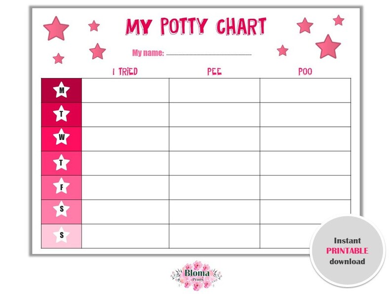 Pink Potty Chart PRINTABLE Download Potty Training Toilet - Etsy UK
