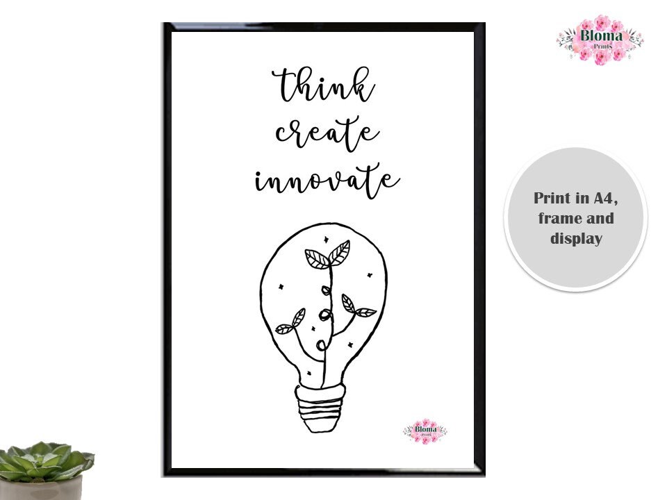 Thinkcreateinnovate PRINTABLE Poster Black&white Print - Etsy
