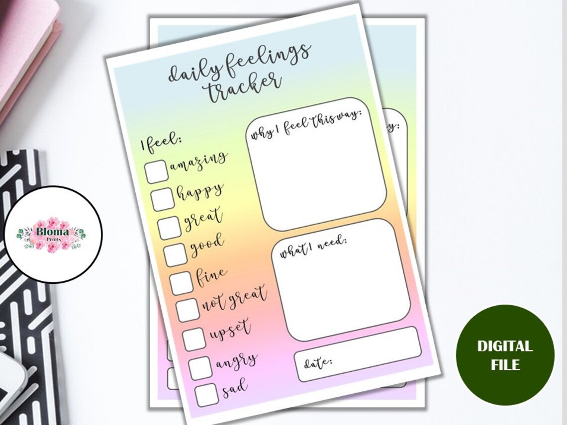 Daily Feelings Tracker PRINTABLE Children/kids Feelings Chart Mental ...