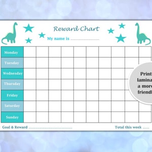 Reward Chart Dinosaurs PRINTABLE Children/Kids reward chart | Etsy