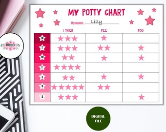 Pink Potty Training Sticker Chart - Etsy