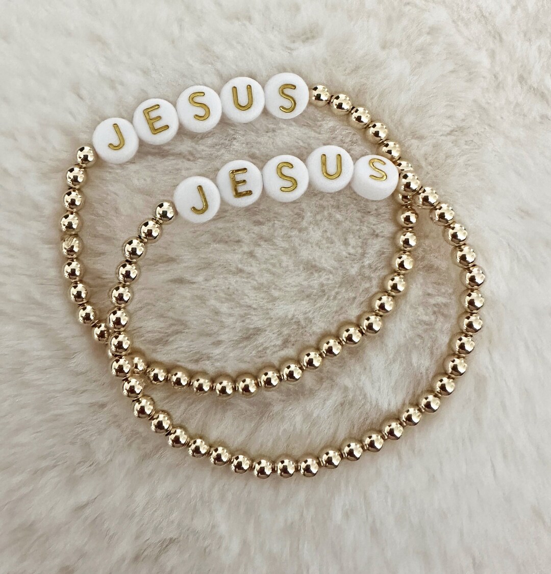 Jesus 14k Gold Filled Beaded Bracelet - Etsy