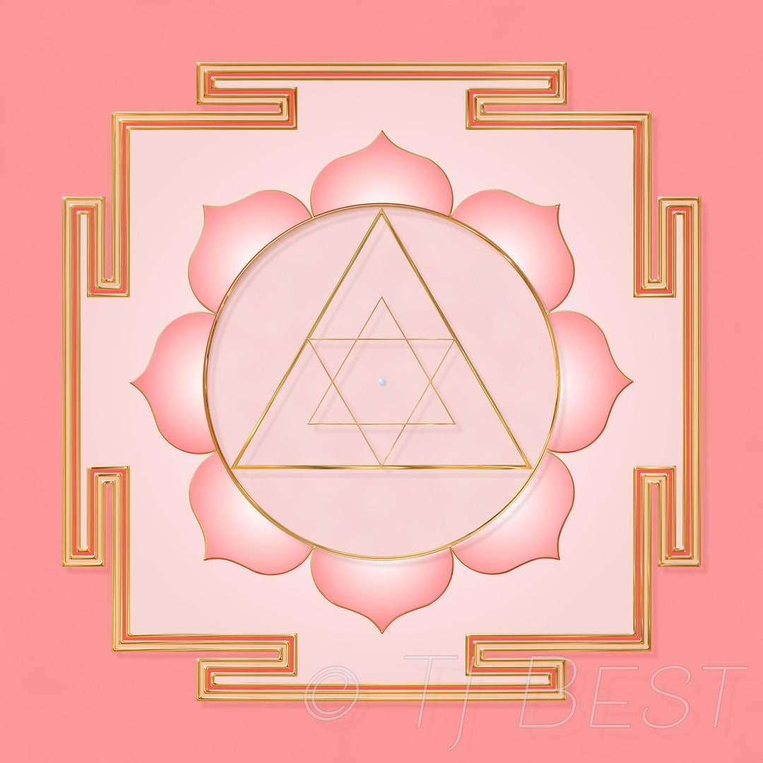 Shri Ganesh Yantra Sacred Geometry With Pink Lotus Petals, High Quality ...