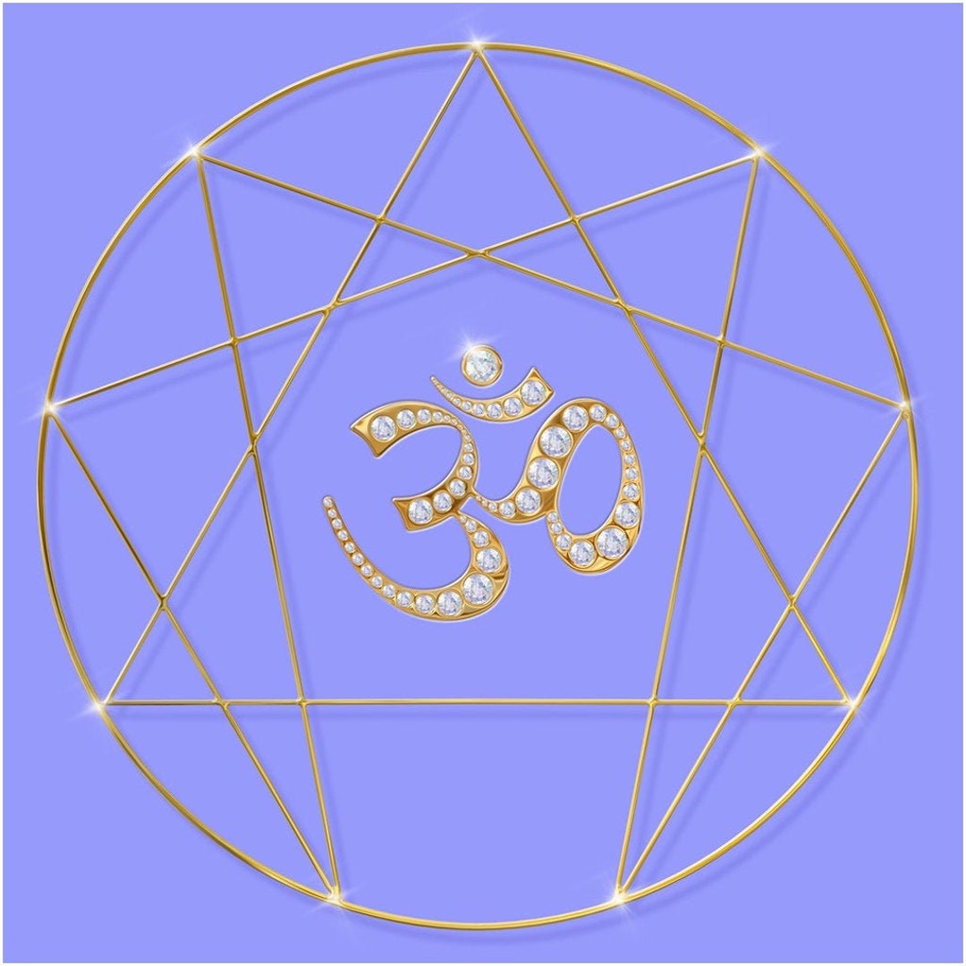 Sacred Geometry Enneagram With Diamond Encrusted Gold Om. Professional ...
