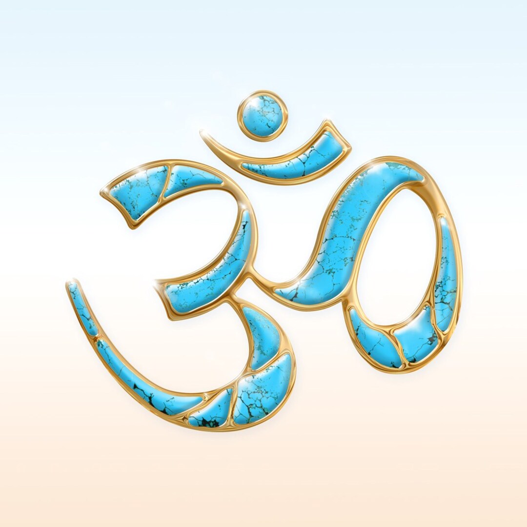 Turquoise and Gold Sanskrit Om Symbol Design in Devanagari Script. High ...