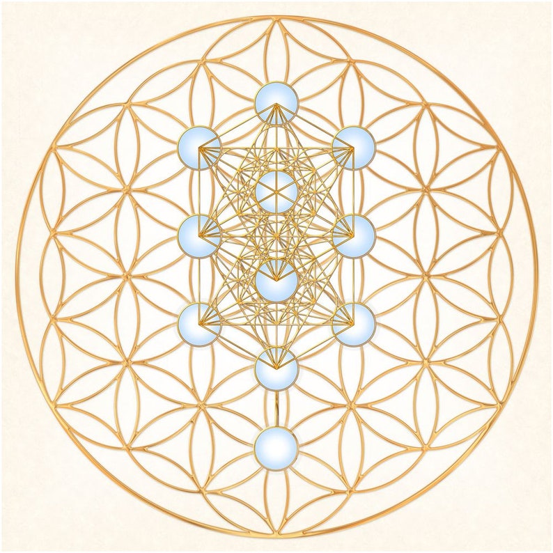 Metatron Cube Inside A Tree of Life Inside A Flower of Life , High ...