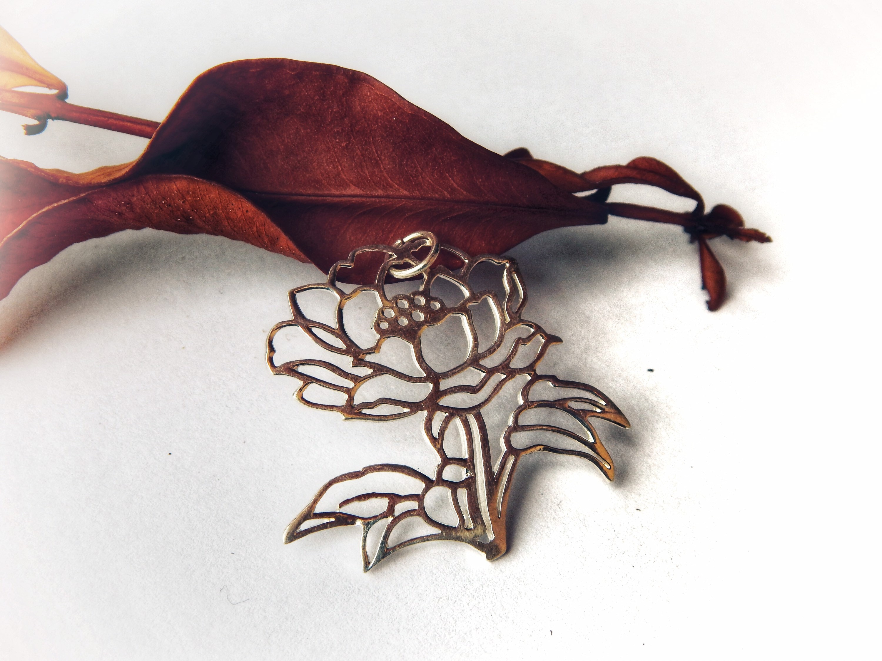 Rose Shaped Necklace, Handmade Sterling Silver Pendant, Rose Shaped ...