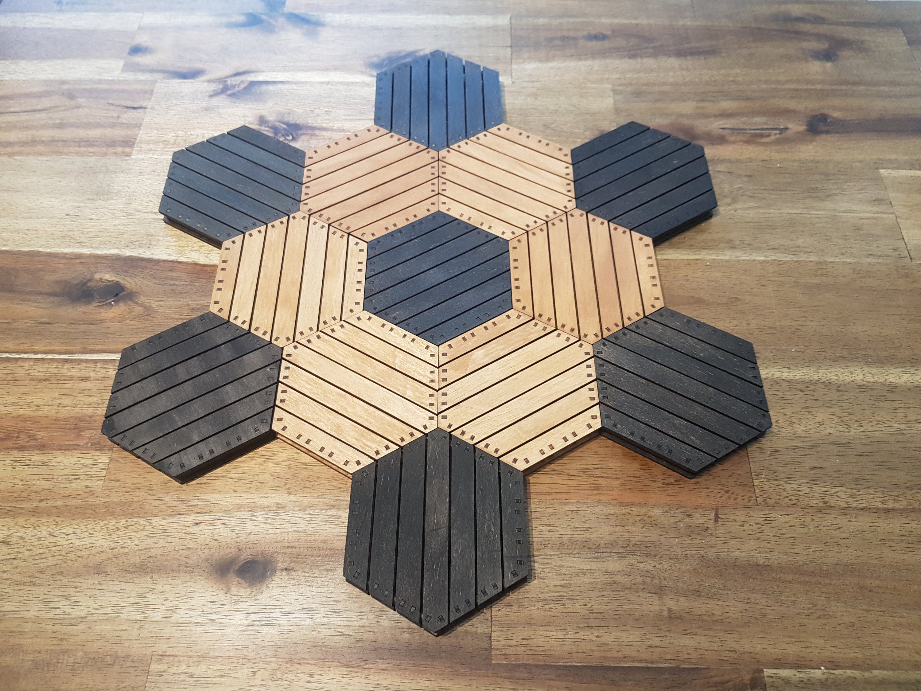 Hexagon Pallet Coaster Set of 6 With Holder Laser Cut Digital - Etsy